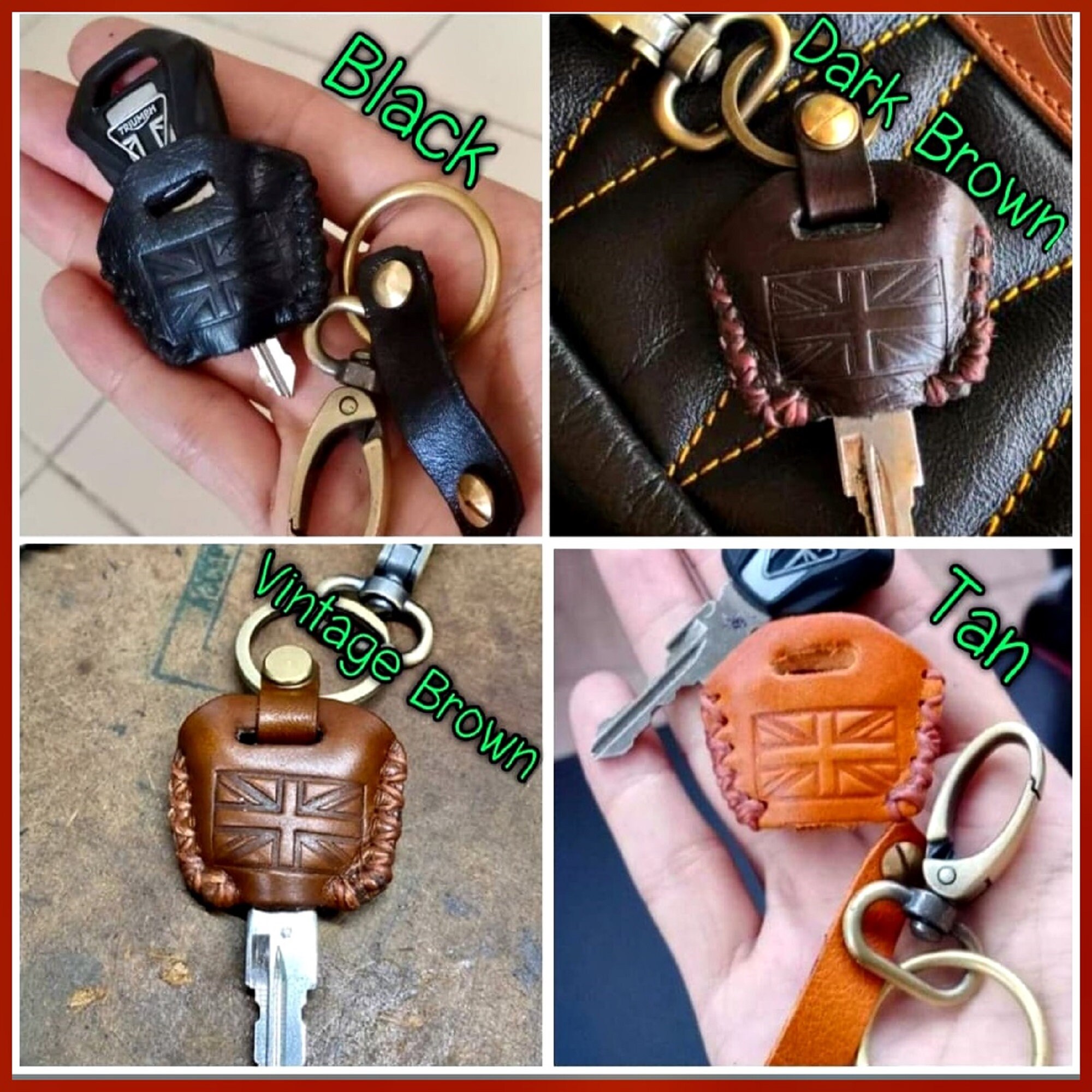 Triumph real Leather Key Packet Case Keychain Key Ring Key - Etsy Israel