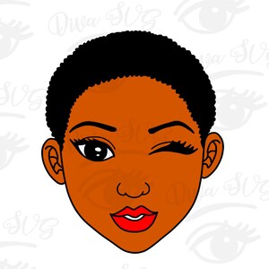 Black Woman Winking SVG, Black Woman Svg, Winking SVG, Short Hair ...