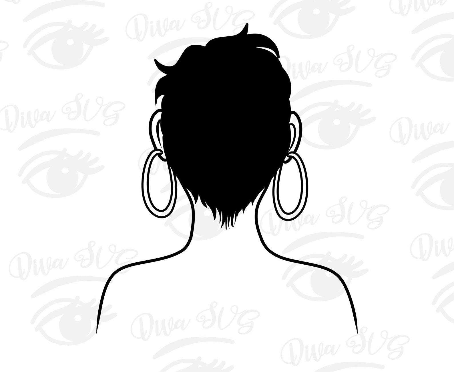 Black Woman Pixie Cut SVG, Back Facing SVG, African American Woman ...
