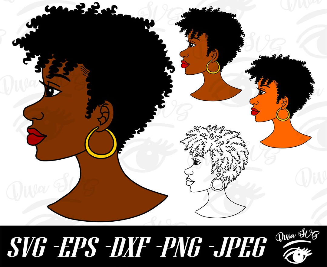 Black Woman SVG, Black Woman Face Svg, Black Woman Side Profile Svg ...
