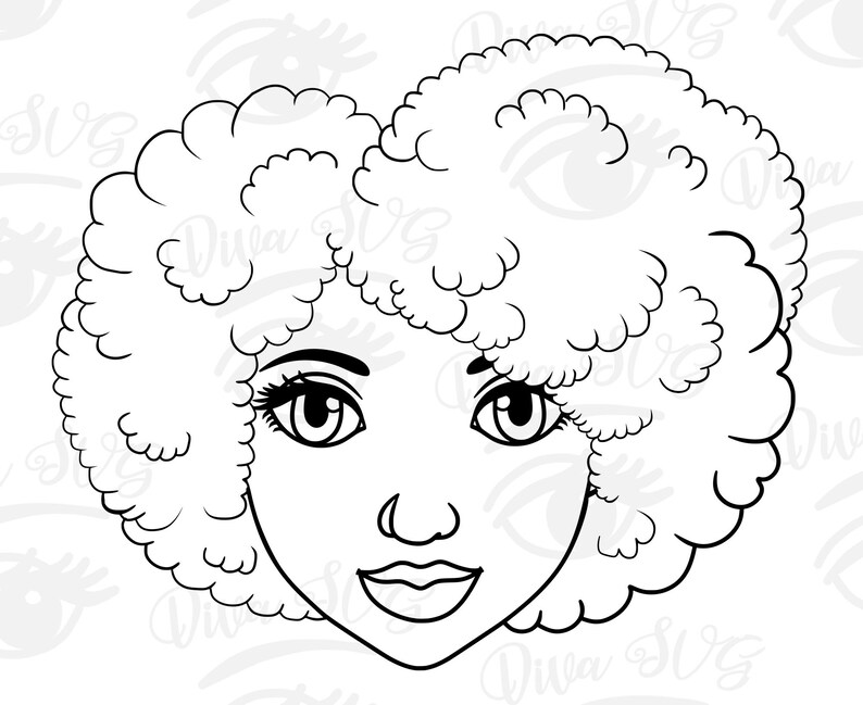 Black Woman Afro Svg Black Woman Svg Parted Afro Natural Etsy