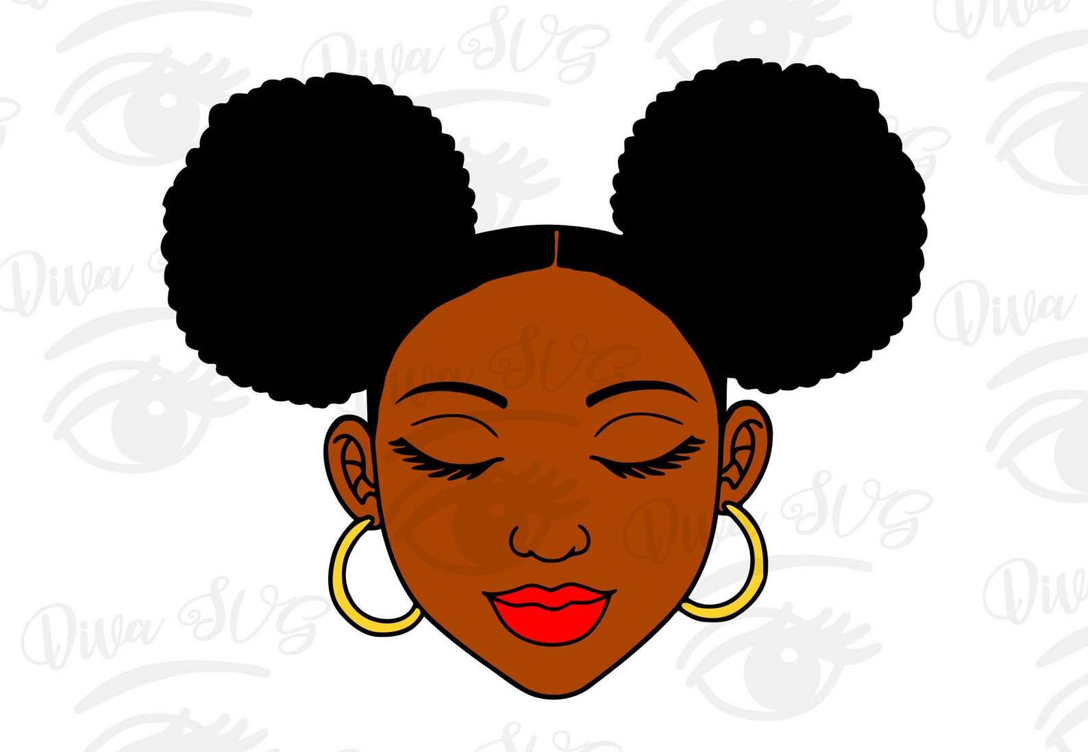 Afro Puff SVG, Black Woman SVG, Black Woman Face Svg, Woman Eyes Closed ...