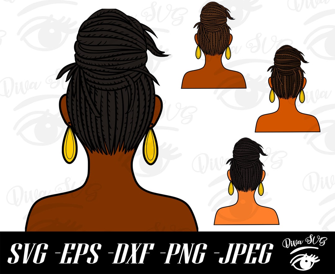 Black Woman SVG, Black Woman Loc Hair Svg, Back Facing SVG, Back of ...