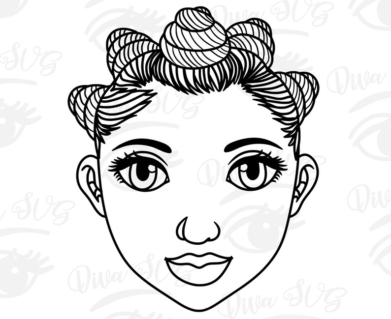 Bantu Knots SVG, Woman With Bantu Knots, Black Woman SVG, Black Girl ...