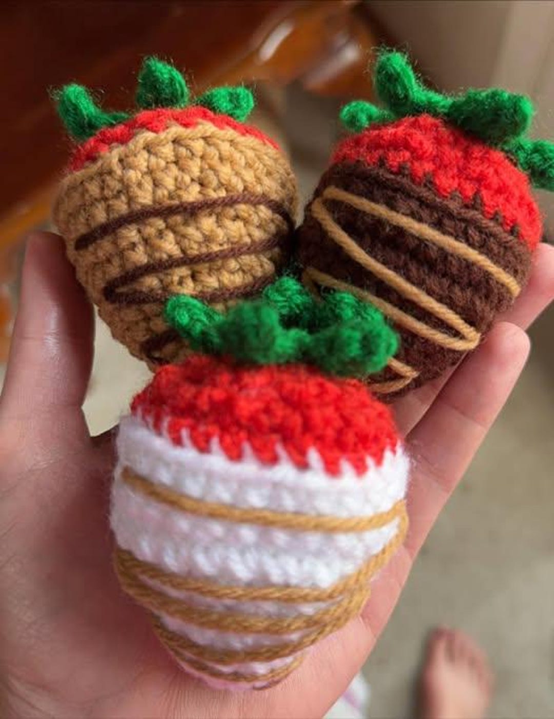 Crochet Valentine's Day Chocolate Covered Strawberries Handmade to ...