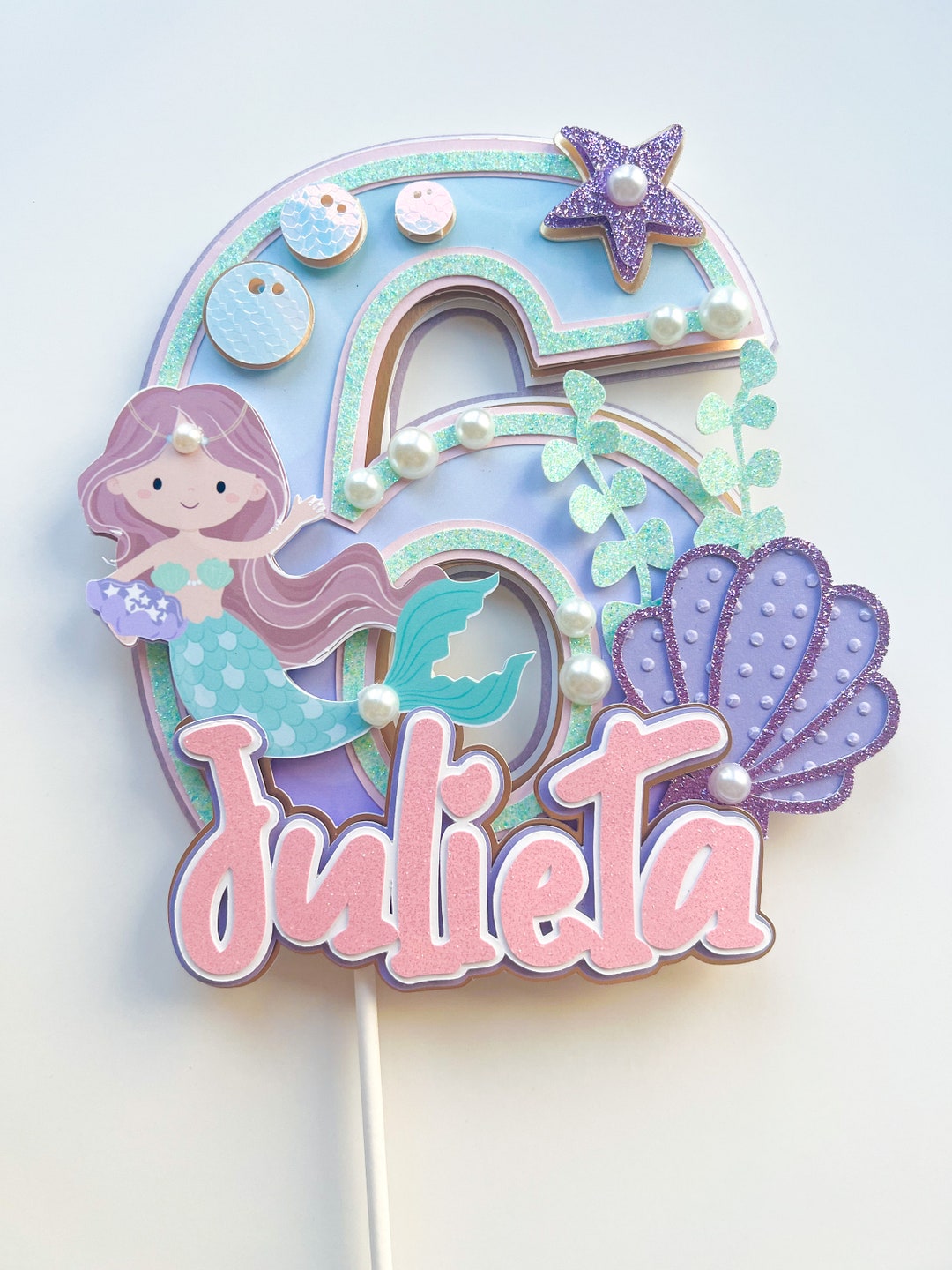 Mermaid Cake Topper, Personalized Topper, Centerpiece, Name and Age ...