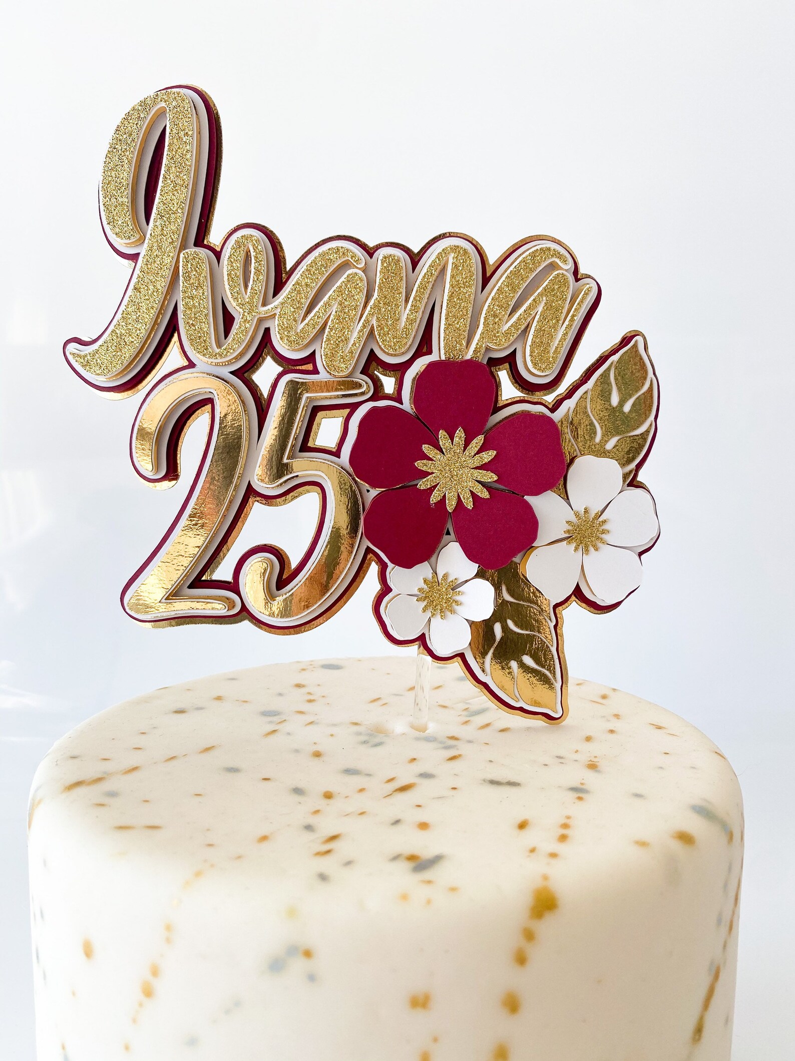 Flower Cake topper Flower Birthday topper Custom Floral | Etsy