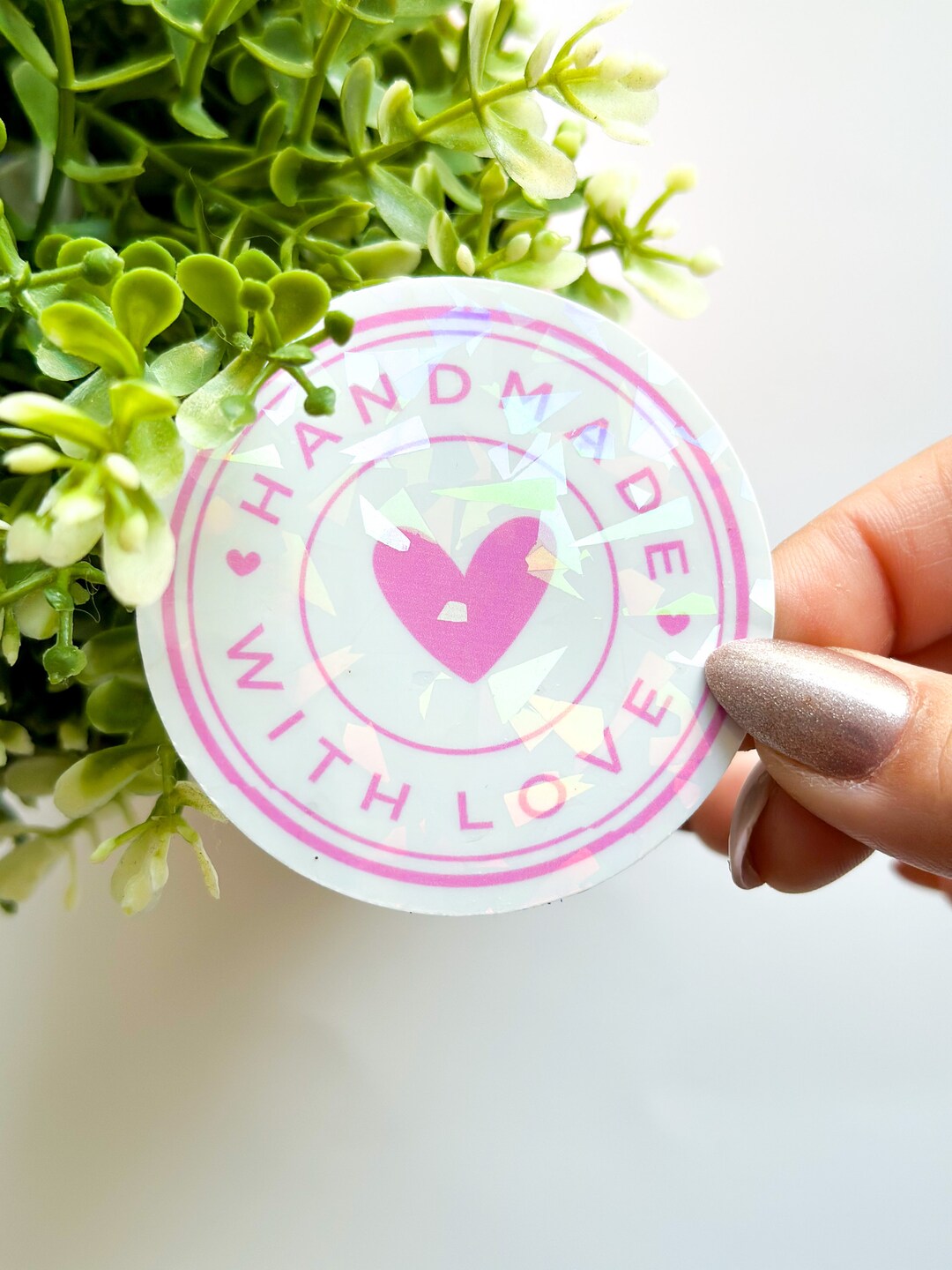 Handmade Sticker, Holographic Sticker, Small Business Labels, Pink ...