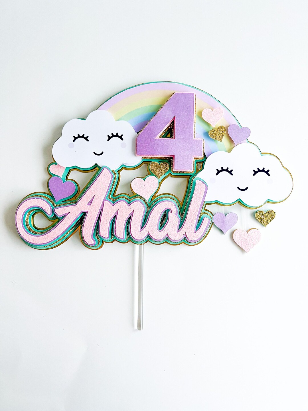 Rainbow Cake Topper, Clouds Topper, Rainbow Centerpiece, Custom Cake ...