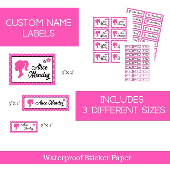 Barbie Label Name Label School Barbie Waterproof Label - Etsy