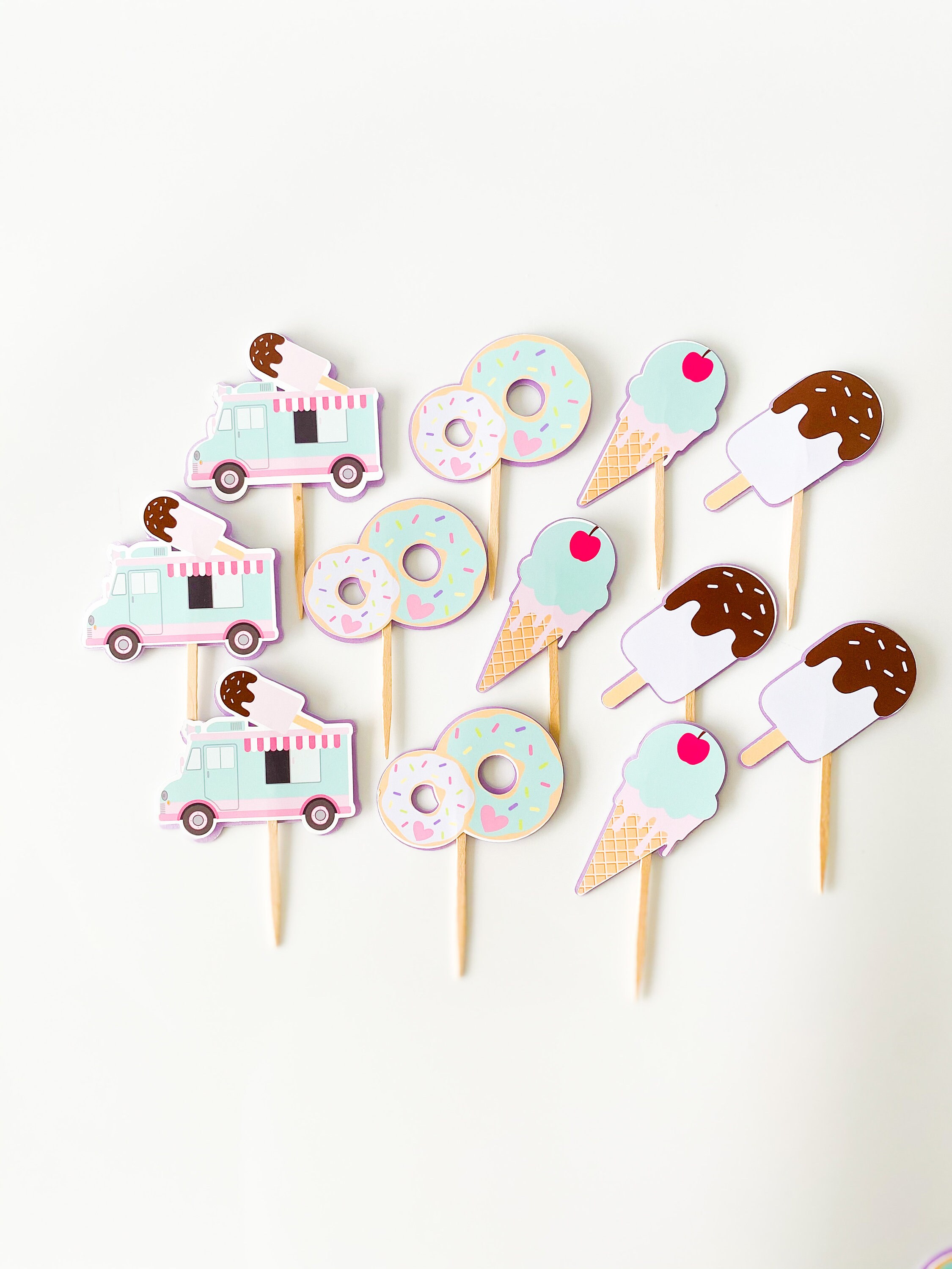 Ice Cream Cupcake Toppers Popsicle Cupcake Toppers Donuts | Etsy