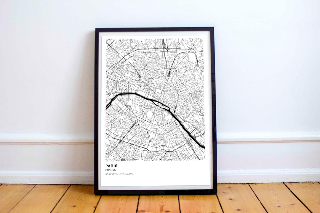 Paris Map Personalised Poster Print - Etsy