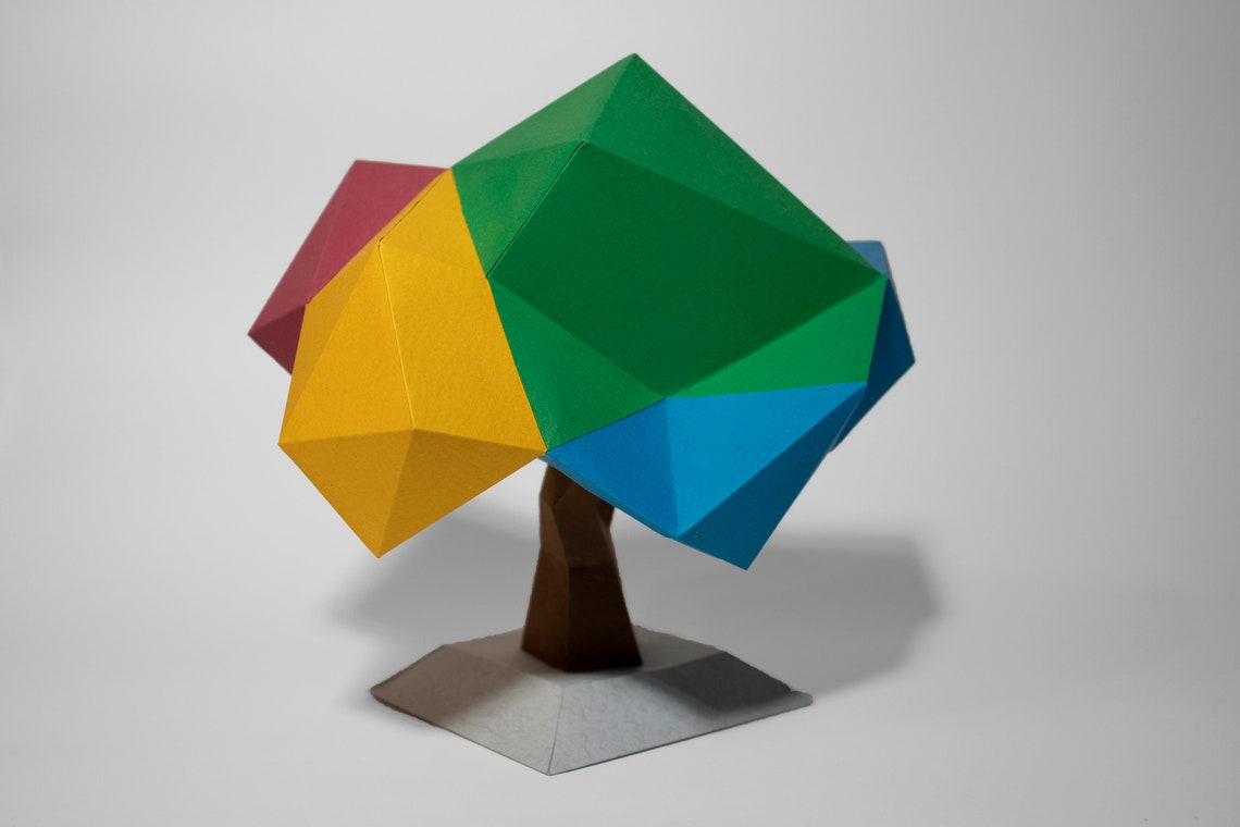 Low Poly Tree Model, Create Your Own 3D Papercraft Tree, Origami Tree ...