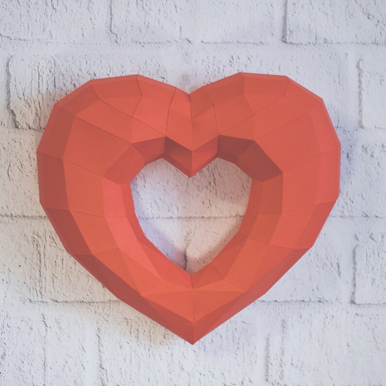3D Papercraft Low Poly Heart DIY Valentine's Day Paper - Etsy