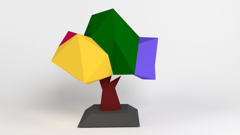 Low Poly Tree Model, Create Your Own 3D Papercraft Tree, Origami Tree ...
