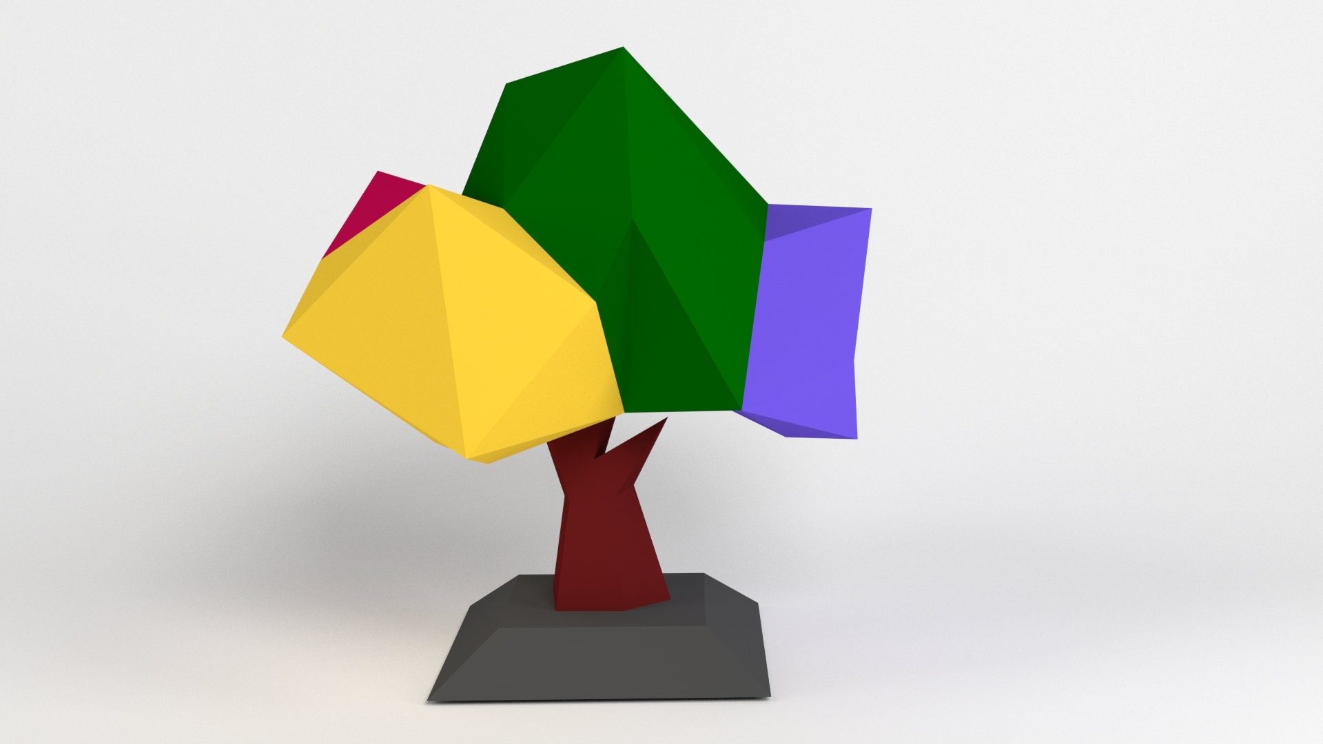 Low Poly Tree Model, Create Your Own 3D Papercraft Tree, Origami Tree ...