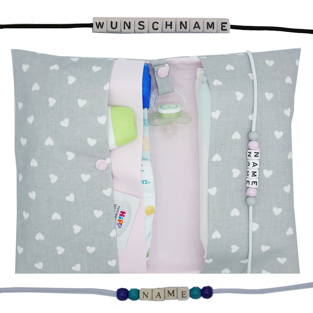 Diaper Bag to Go With Name Diaper Bag XXL Twins Hearts Pacifier Chain ...