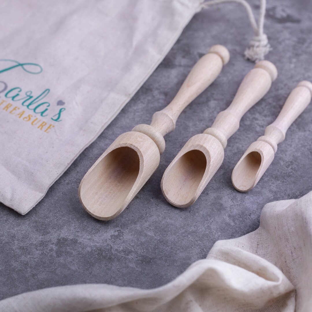 Set of 3 Efe wooden scoops, scooping and sorting activity set, scoop ...