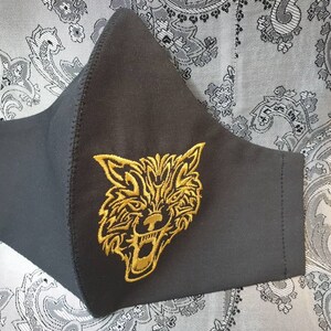 Customized Face Mask, Wolf Head Embroidered, Unisex, Fashion Mask ...