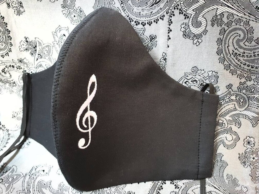 Custom Made Face Mask, Treble Clef Embroidered, Unisex, Fashion Mask ...