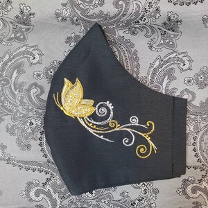 Custom Made Cotton Face Mask, Butterfly & Swirls Embroidered, Unisex ...