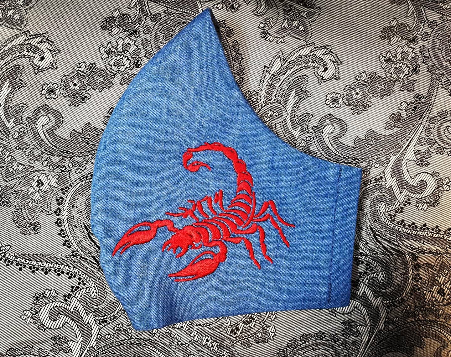 Double Layer Cotton Face Mask Scorpio Embroidered Unisex - Etsy UK