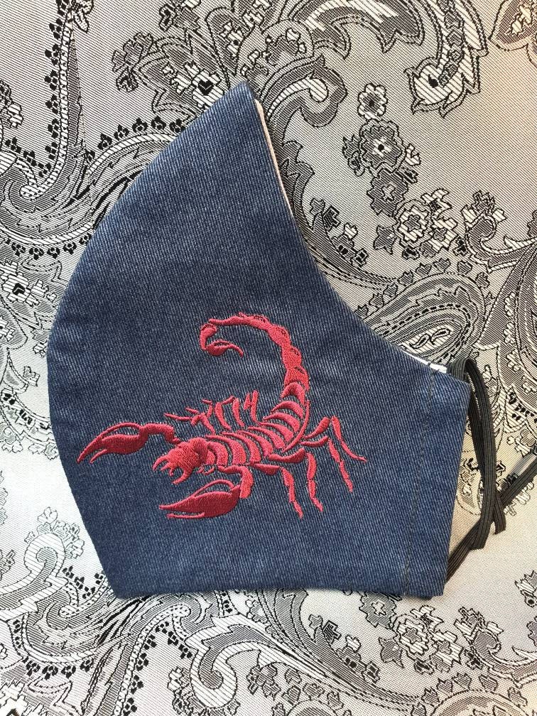 Double Layer Cotton Face Mask Scorpio Embroidered Unisex - Etsy UK