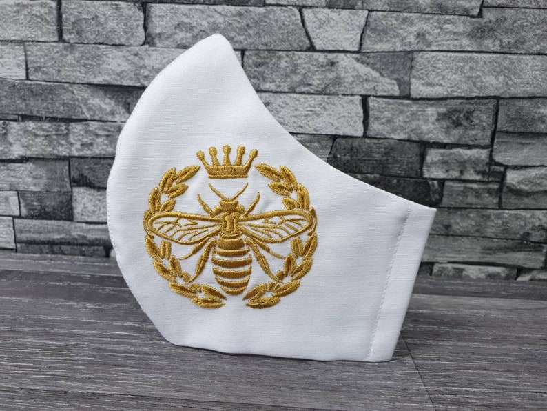Double Layer Cotton Face Mask Honey Bee Embroidered Unisex | Etsy