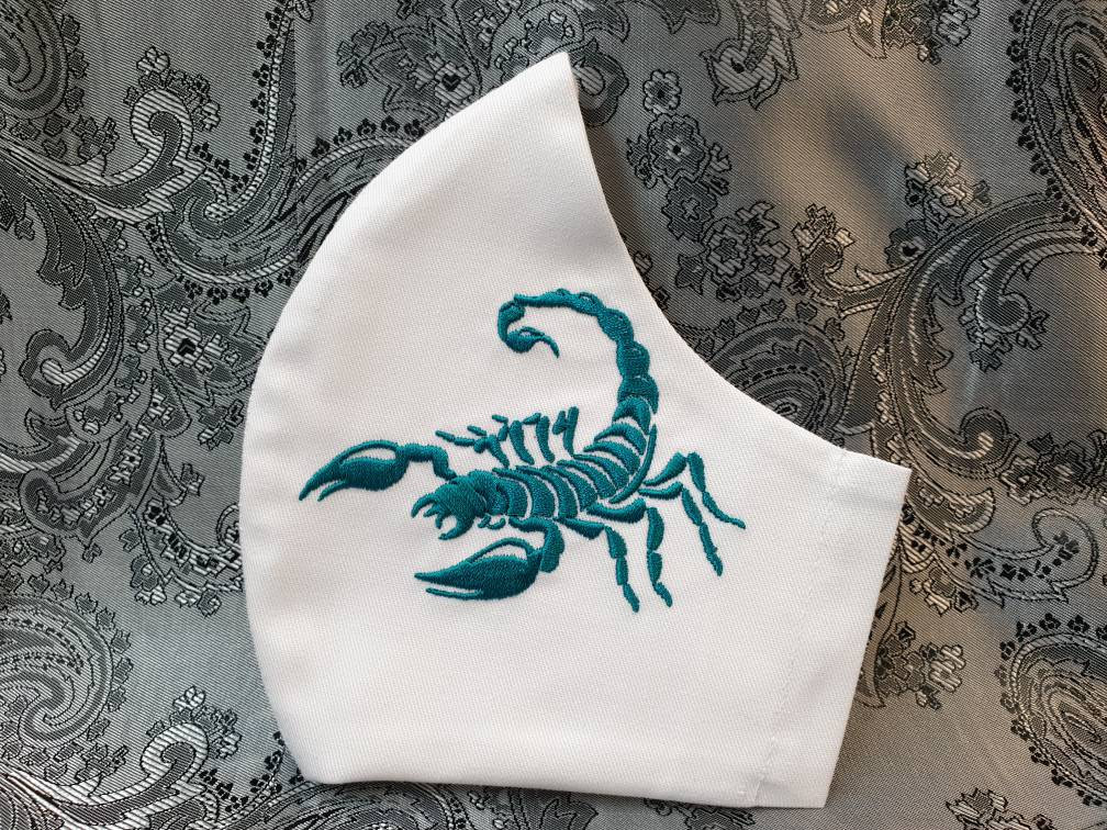Double Layer Cotton Face Mask Scorpio Embroidered Unisex - Etsy UK