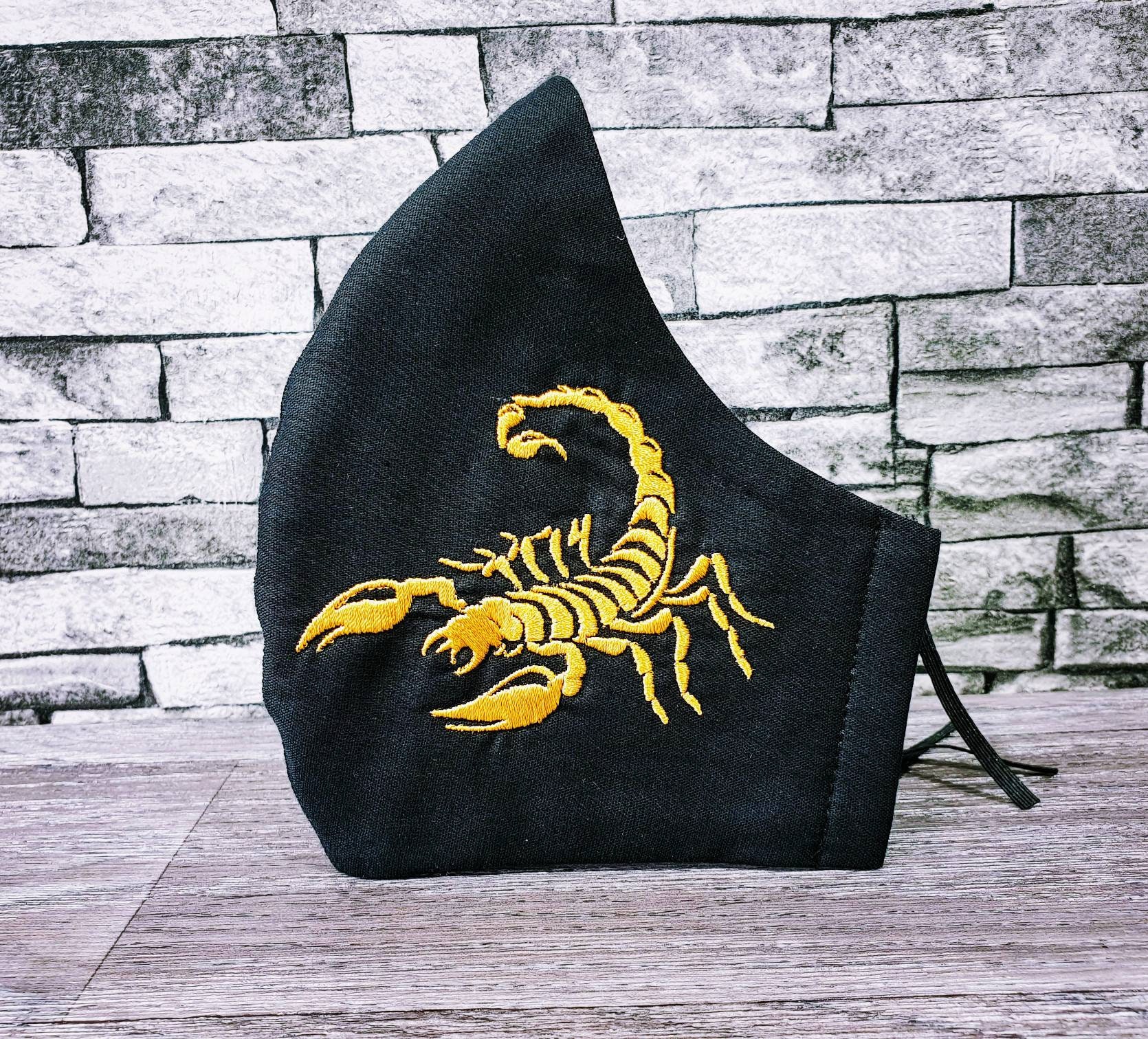 Double Layer Cotton Face Mask Scorpio Embroidered Unisex - Etsy UK