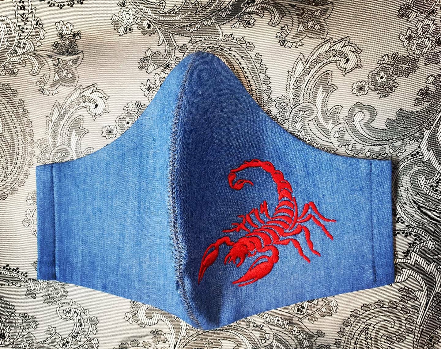 Double Layer Cotton Face Mask Scorpio Embroidered Unisex - Etsy UK
