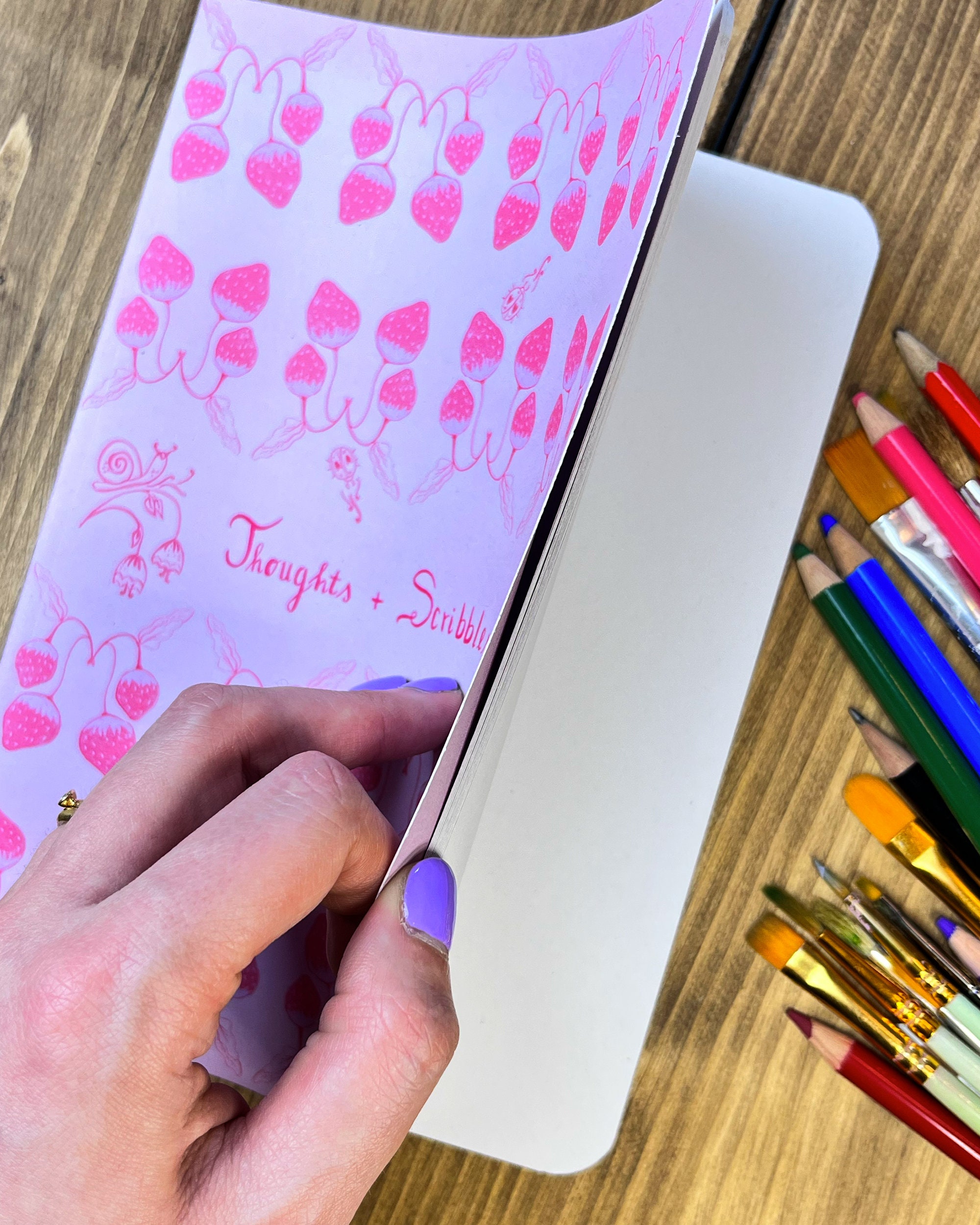 Strawberry Fields Notebook | A5 | Blank Inside | Soft Cover & Rounded ...