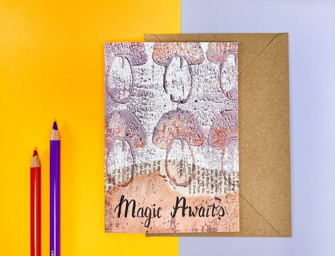 Magic Awaits, Hand Lettering, Mushroom, Fungi, Magical, Greeting Card ...