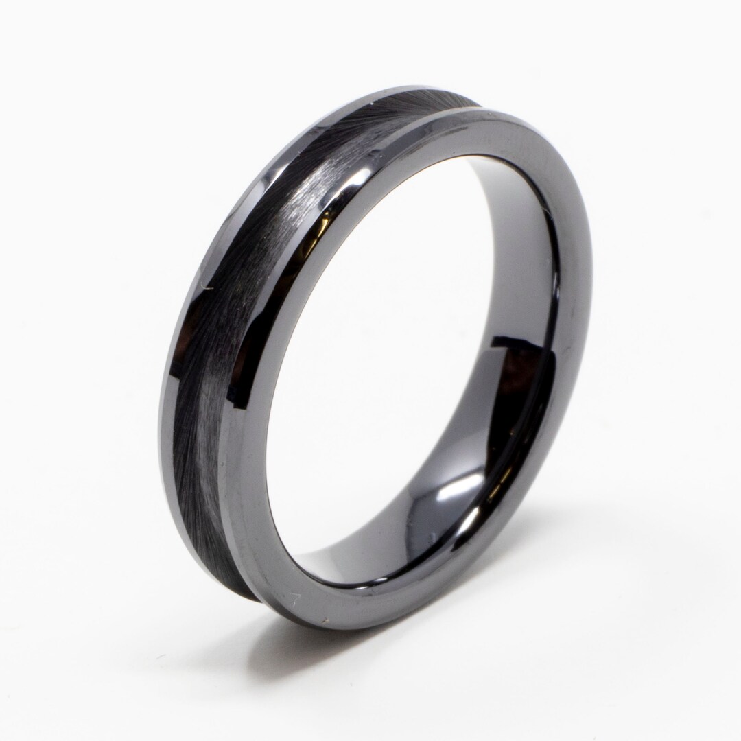 Black Ceramic Ring Blank, 4mm Wide 2mm Channel Ceramic Ring Core Inlay ...