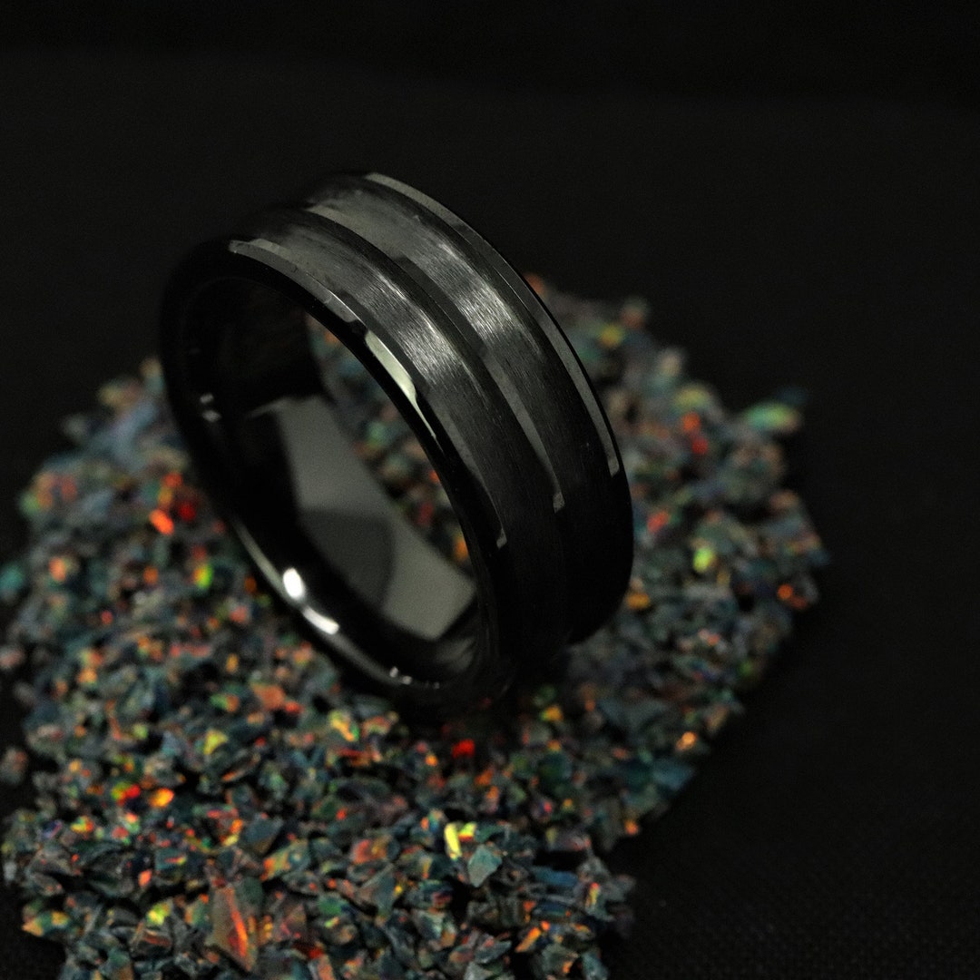 Black Ceramic Ring Blank, 8mm Wide 2.5mm Double Channel Ceramic Ring ...