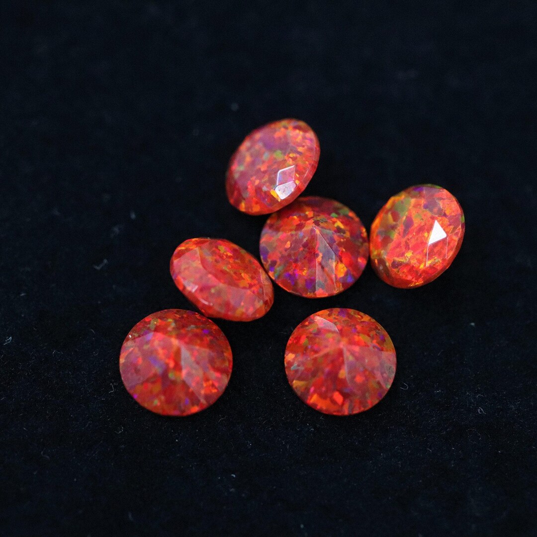 Ruby Red Diamond Cut Faceted Opal Gems - Lab-created Craft Gemstones ...
