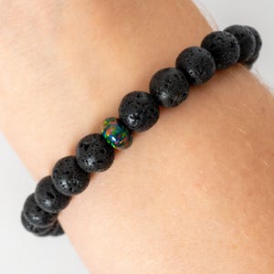 Black Fire Astral Opal™ Lava Stone Beaded Bracelet - Handmade Lab ...