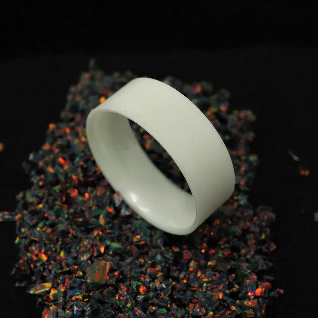 White Ceramic Ring Blank, 8mm Wide One Piece Ceramic Ring Liner Inlay ...