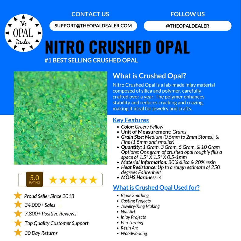 Ópalo astral triturado verde nitro™ para incrustaciones: material ...