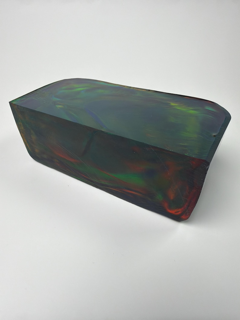 530g Black Ember Imitation Opal Block | Nebula Aurora Oparex Pattern ...