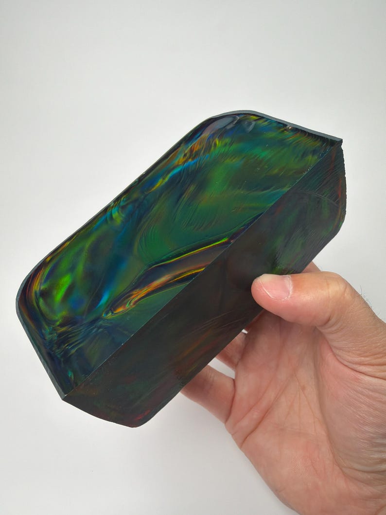 530g Black Ember Imitation Opal Block | Nebula Aurora Oparex Pattern ...