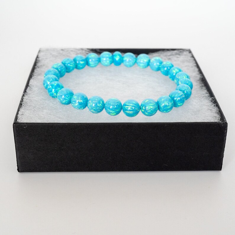 Turquoise Astral Opal™ Beaded Bracelet - Handmade Lab-created Stretch ...