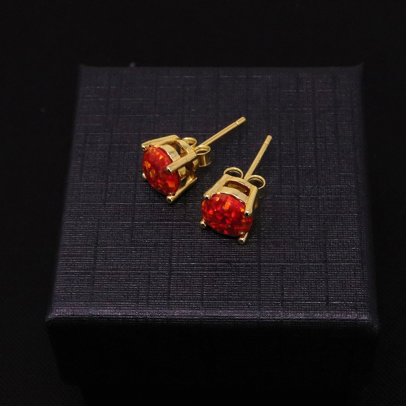 Red Stud Faceted Earrings - Etsy