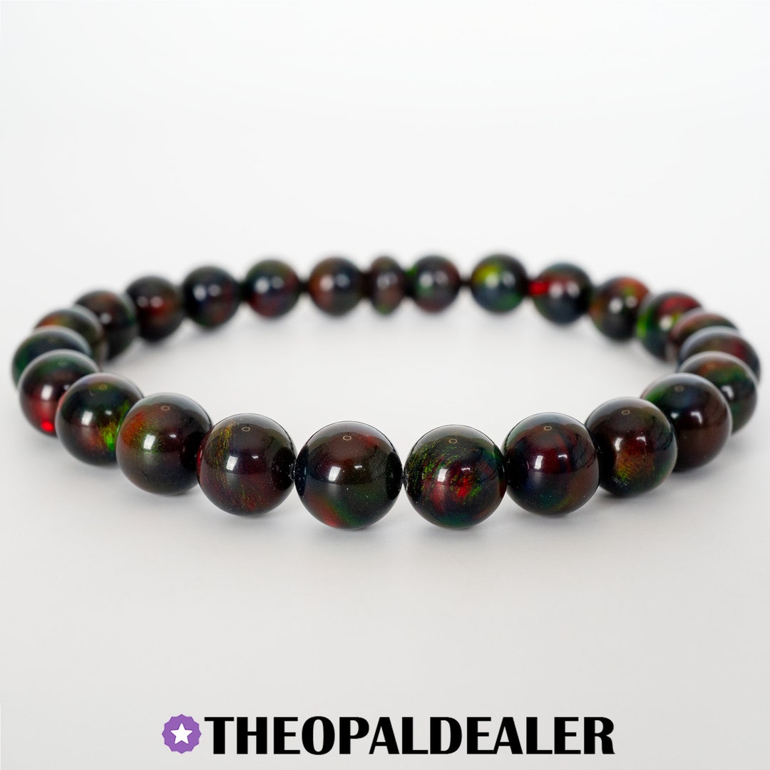 Black Ember Opalescence Bracelet, New Design! Beaded Opal Bracelet ...