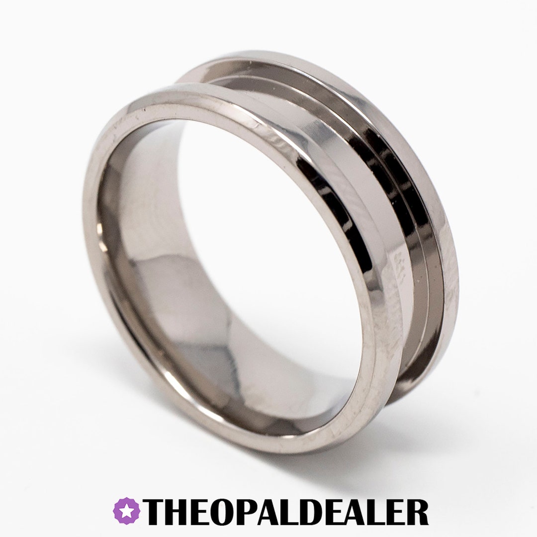 Titanium Ring Blank, 8mm Wide 4mm Channel Ring Core - Inlay Supplies ...