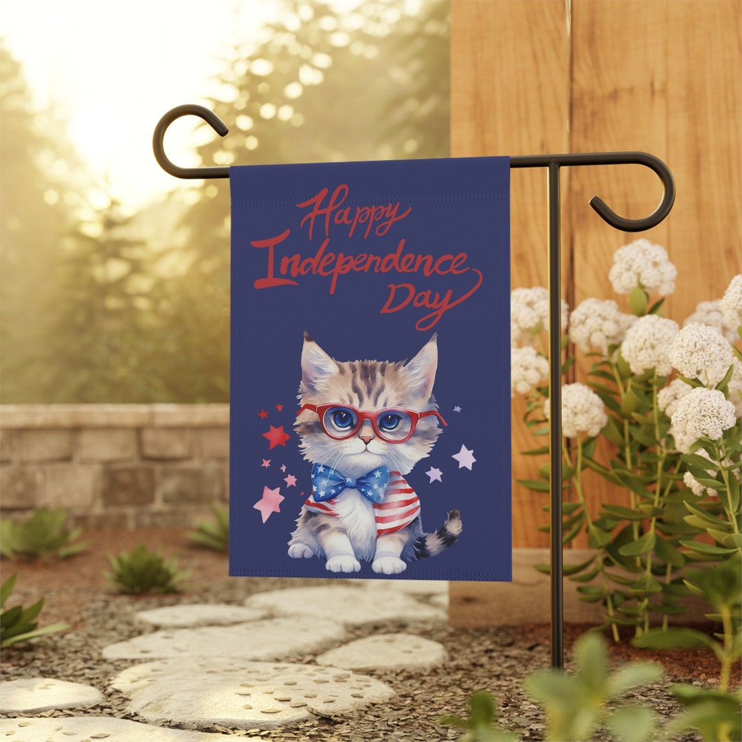 Happy Independence Day Cat Garden Flag - Etsy