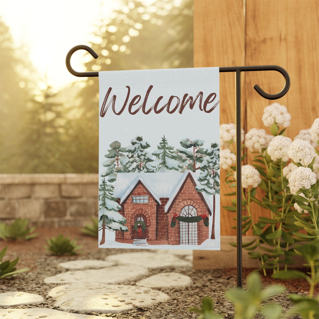 Welcome Cabin Winter Garden Flag - Etsy