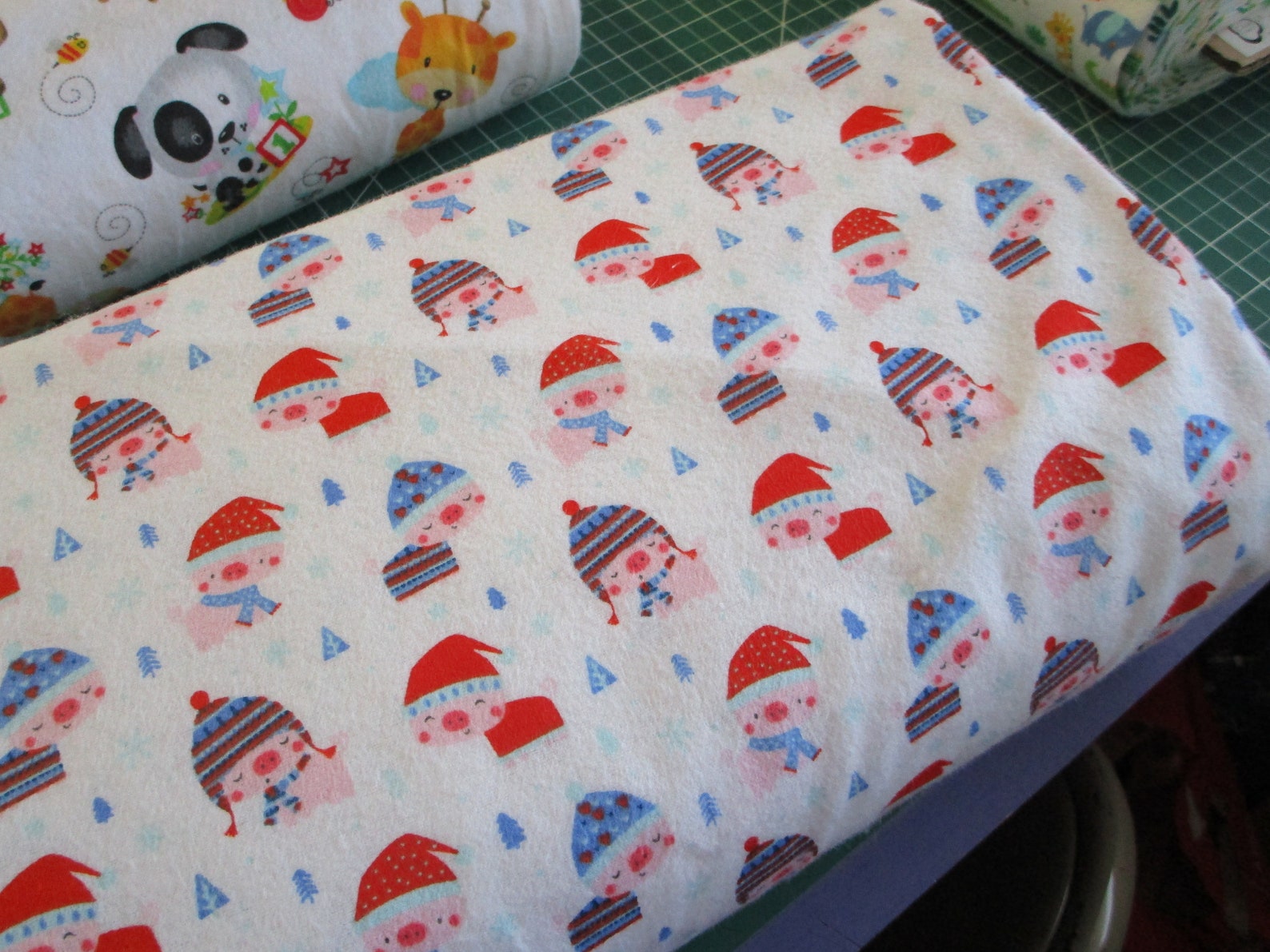 Cotton Flannel Fabric-cozy Little Pigs in White by Camelot | Etsy