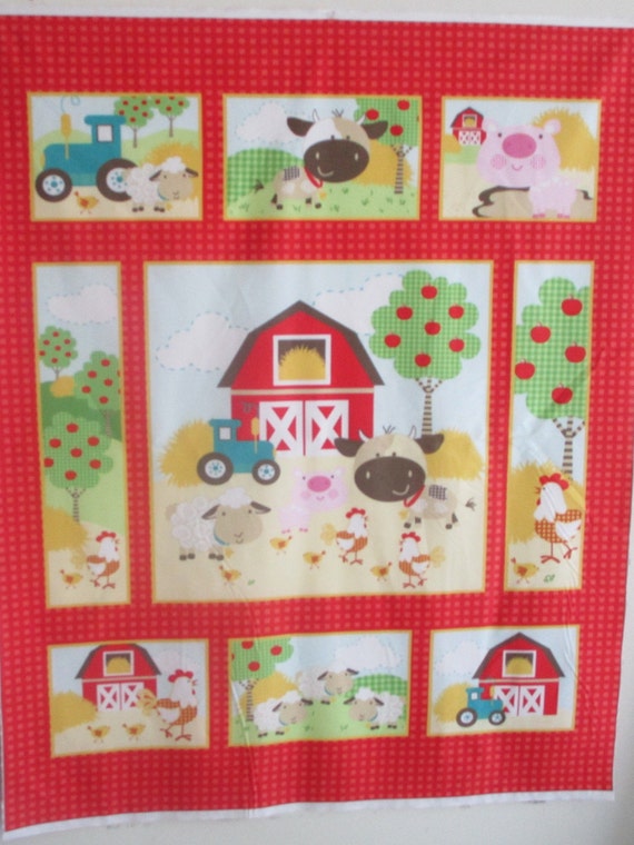Farm Animal Barn Baby Fabric Panel-cotton Fabric Panel - Etsy