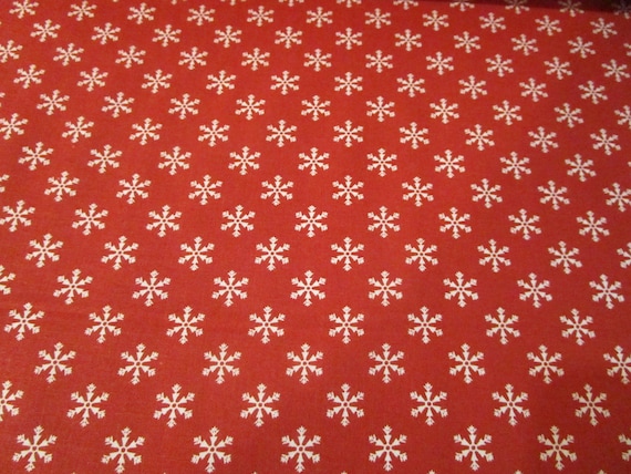 Christmas Fabric Snowfall Allover on Red Fabric Fabric by | Etsy